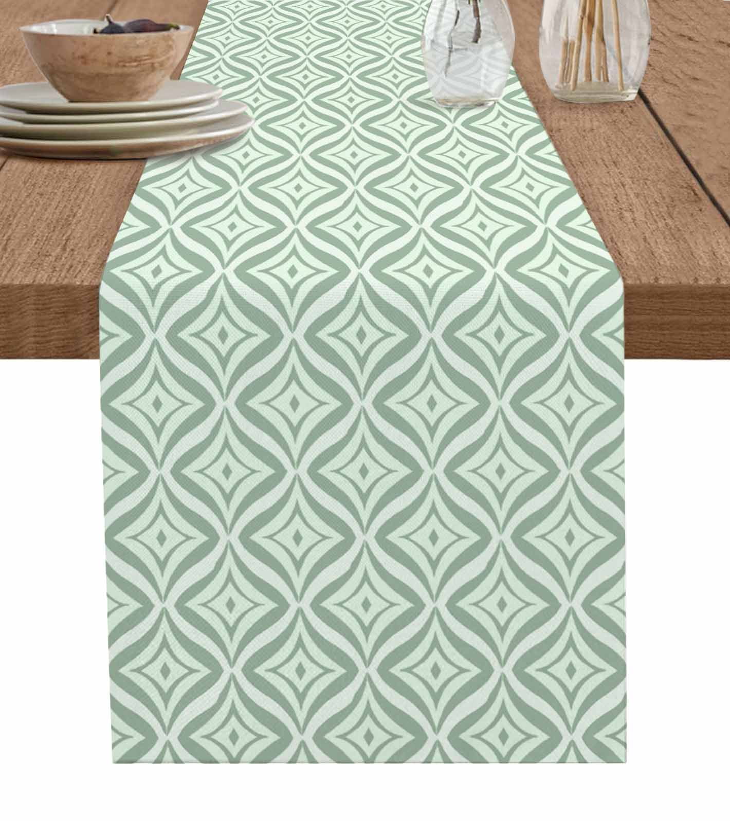 Teal Geometric Table Runner Art Contemporary Modern Abstract ...