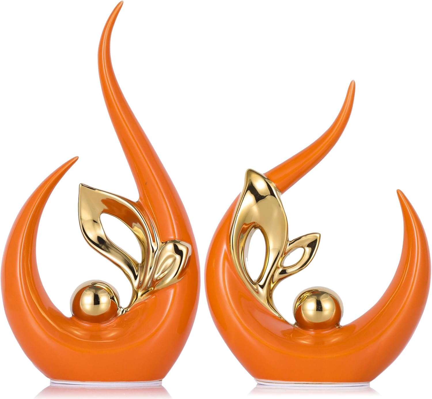 Teal Gold Ceramic Statues for Home Décor Accents,Abstract Art Mid ...