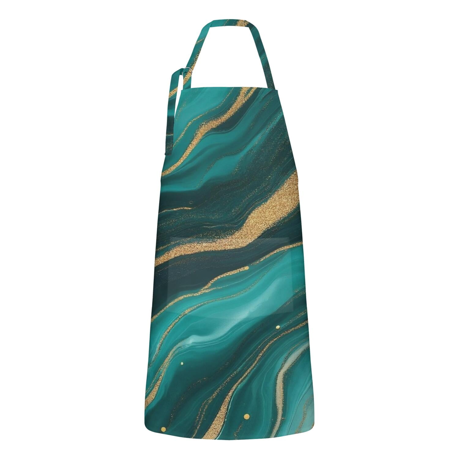 Teal Gold Marble Wave Dot Pattern Apron-Garden Aprons for Women with ...