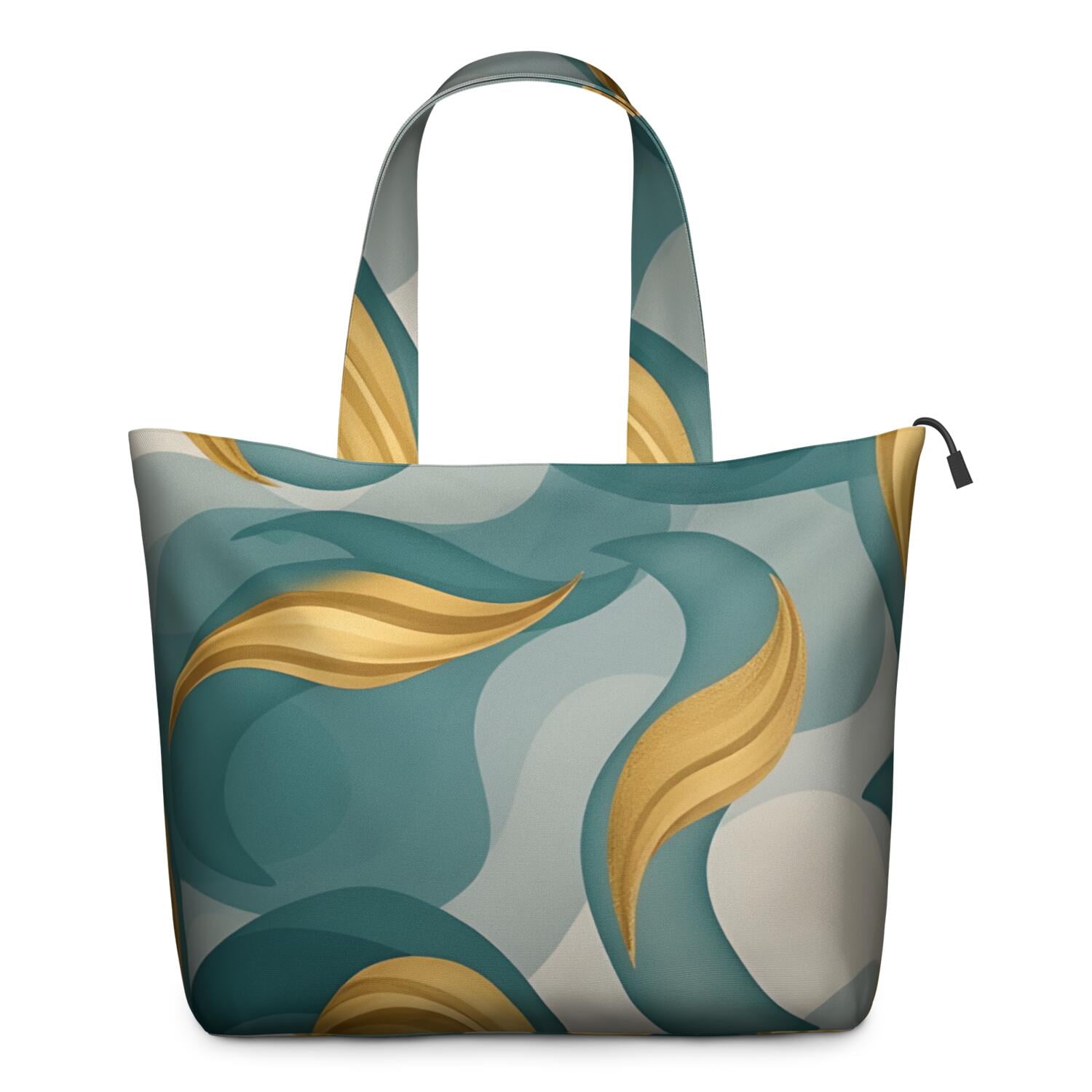 Teal Gold Wave Marble Pattern Travel Tote Bags for Women Carry On,Large ...
