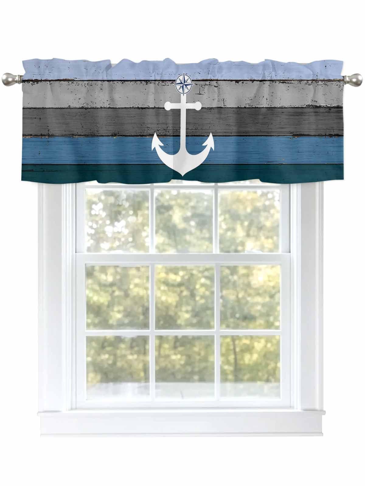 Teal Gradient Curtain Valances for Windows, Summer Tropical Window ...