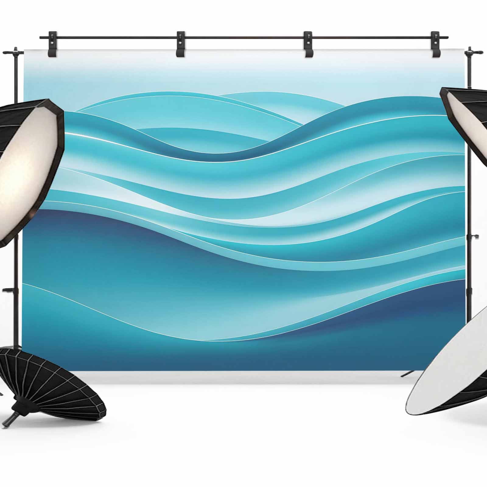 Teal Gradient Photography Backdrop 10x8FT, Fluid Wave Art Photo ...