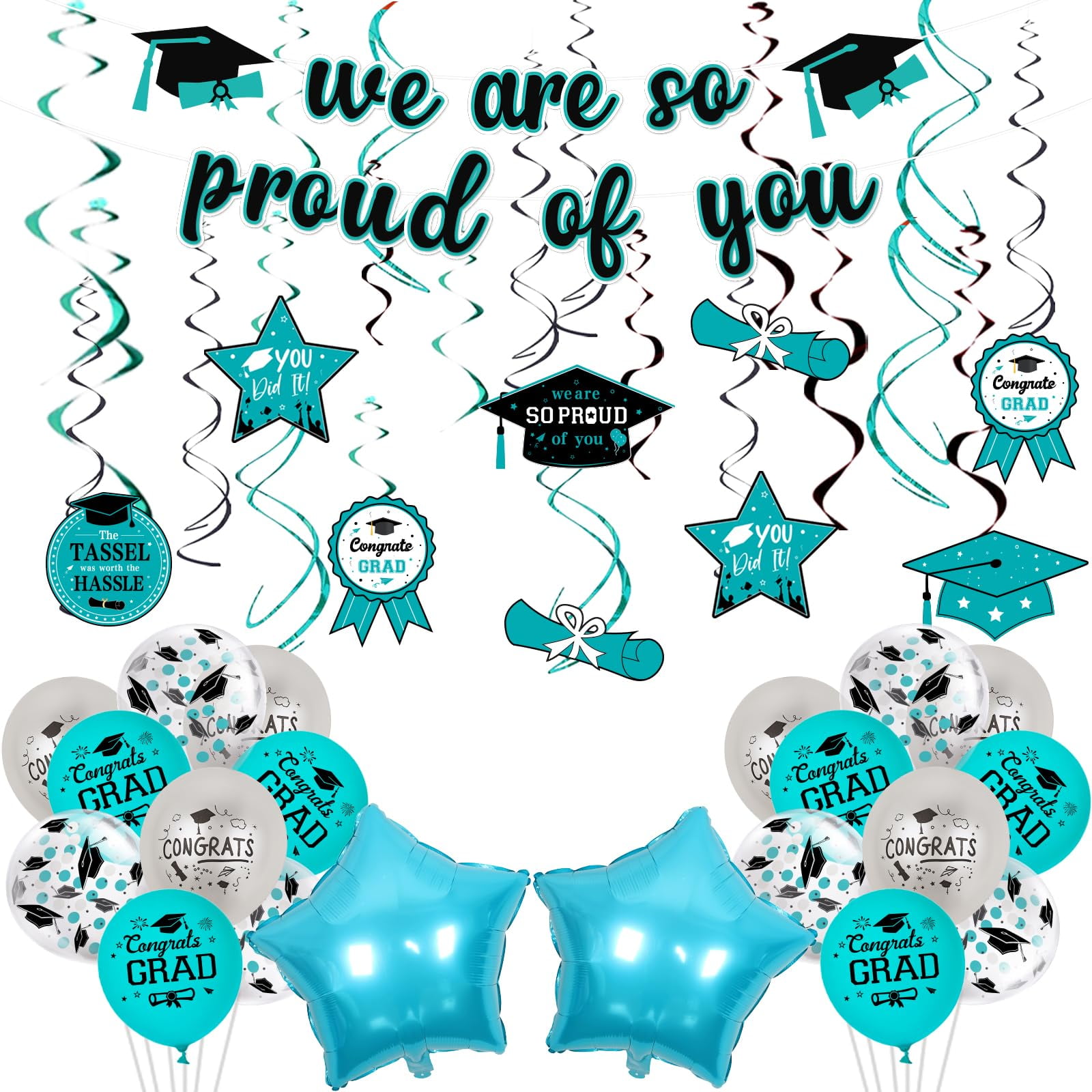 Teal Graduation Decorations 2024 ZS23 We Are so Proud of You Banner ...