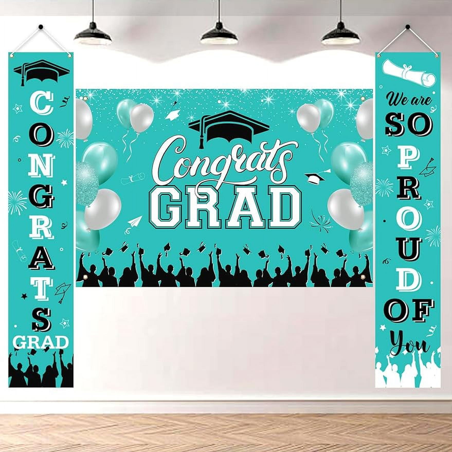Teal Graduation Decorations Class of 2024, Congrats Grad Backdrop ...