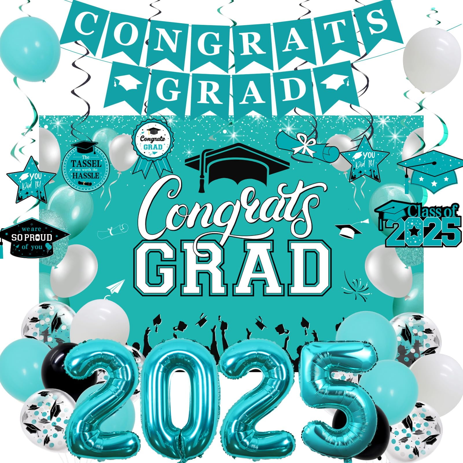 Teal Graduation Party Decorations MMF7 2025 Turquoise Congrats Grad ...