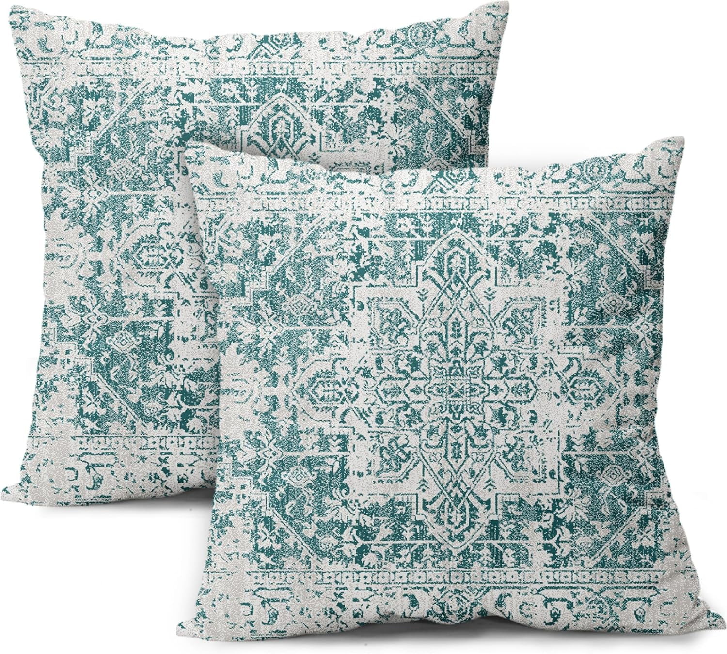 Teal Gray Ethnic Boho Throw Pillow Covers 20X20 Inch Set of 2 Bohemian ...
