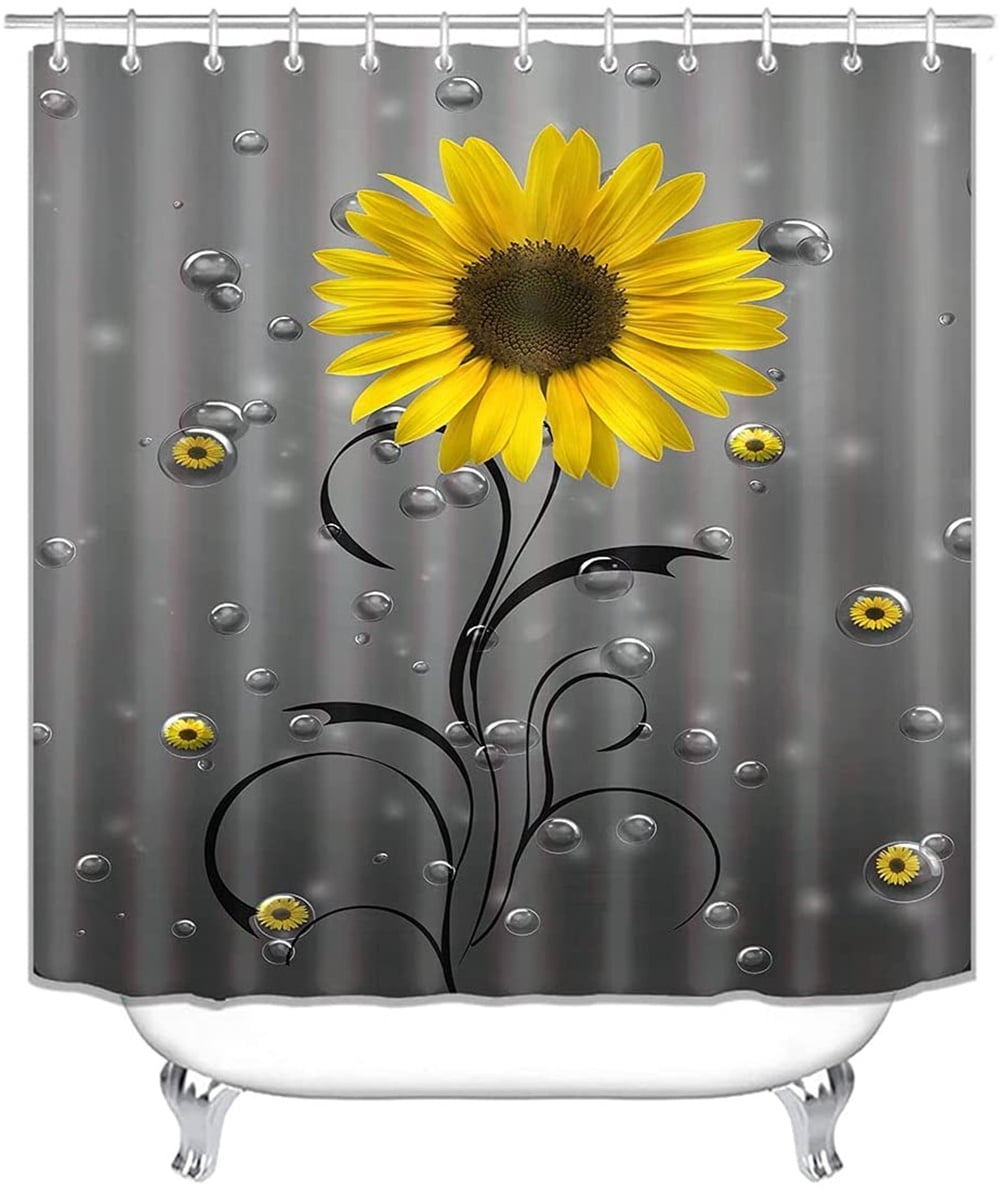 Teal Gray Rose Butterfly Shower Curtain Set Non-Slip Rug Toilet Cover ...