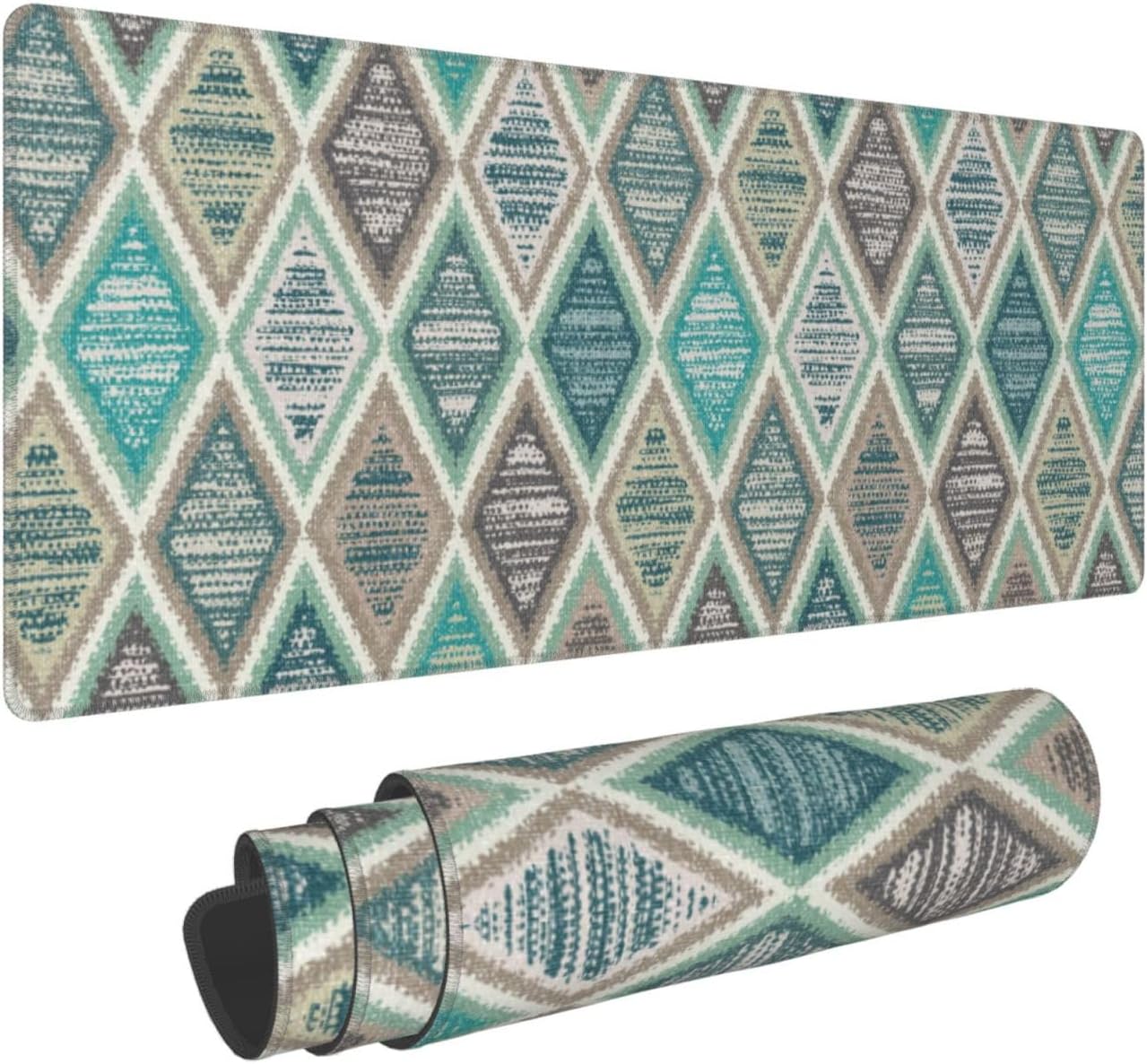 Teal Green Boho Style Large Gaming Mouse Pad, Extended Big Keyboard ...
