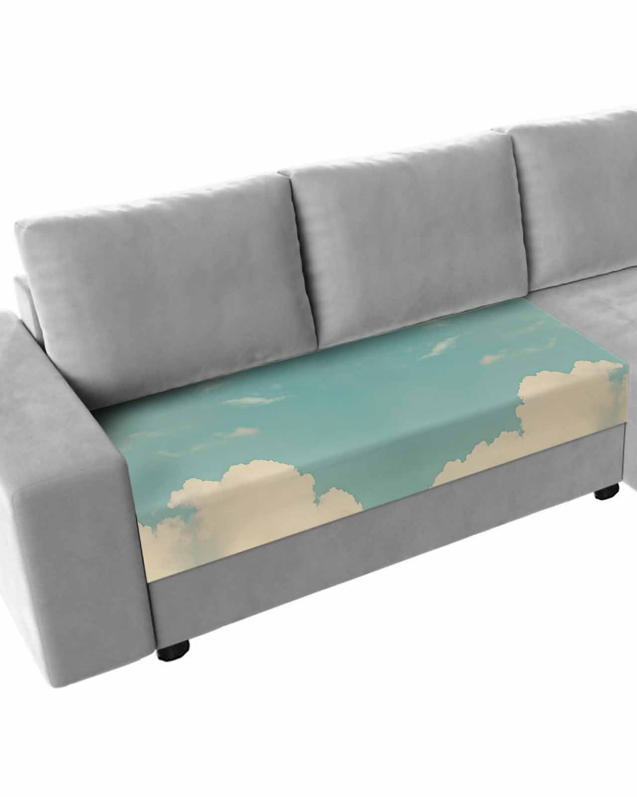 Teal Green Cloudy Sky Sofa Couch Cushion Covers Washable, Removable ...