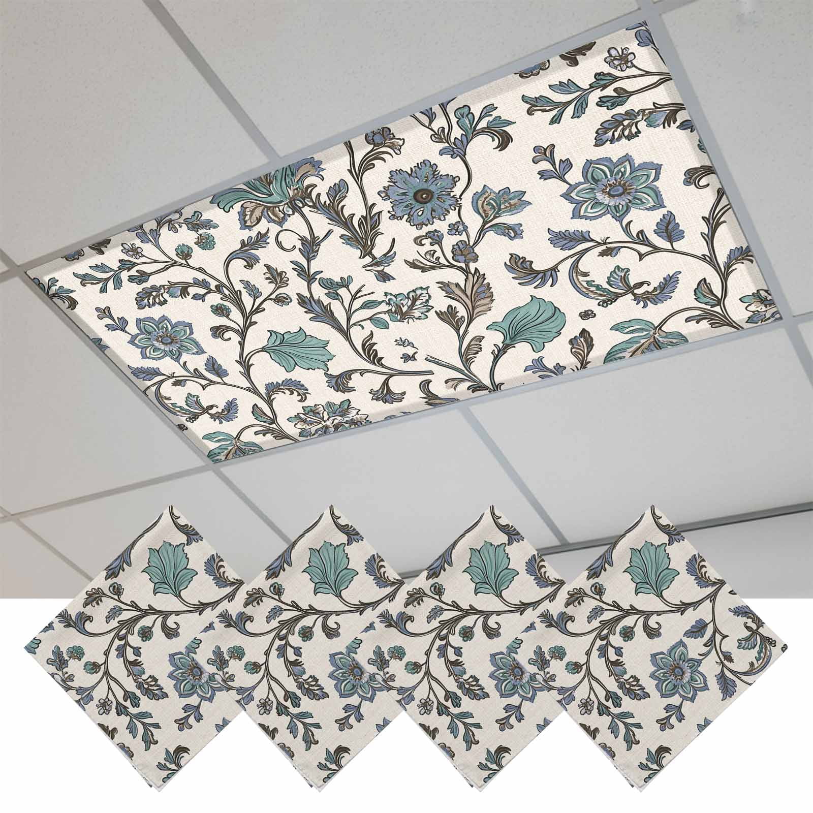 Teal Green Leaf Magnetic Fluorescent Light Covers for Ceiling Lights ...