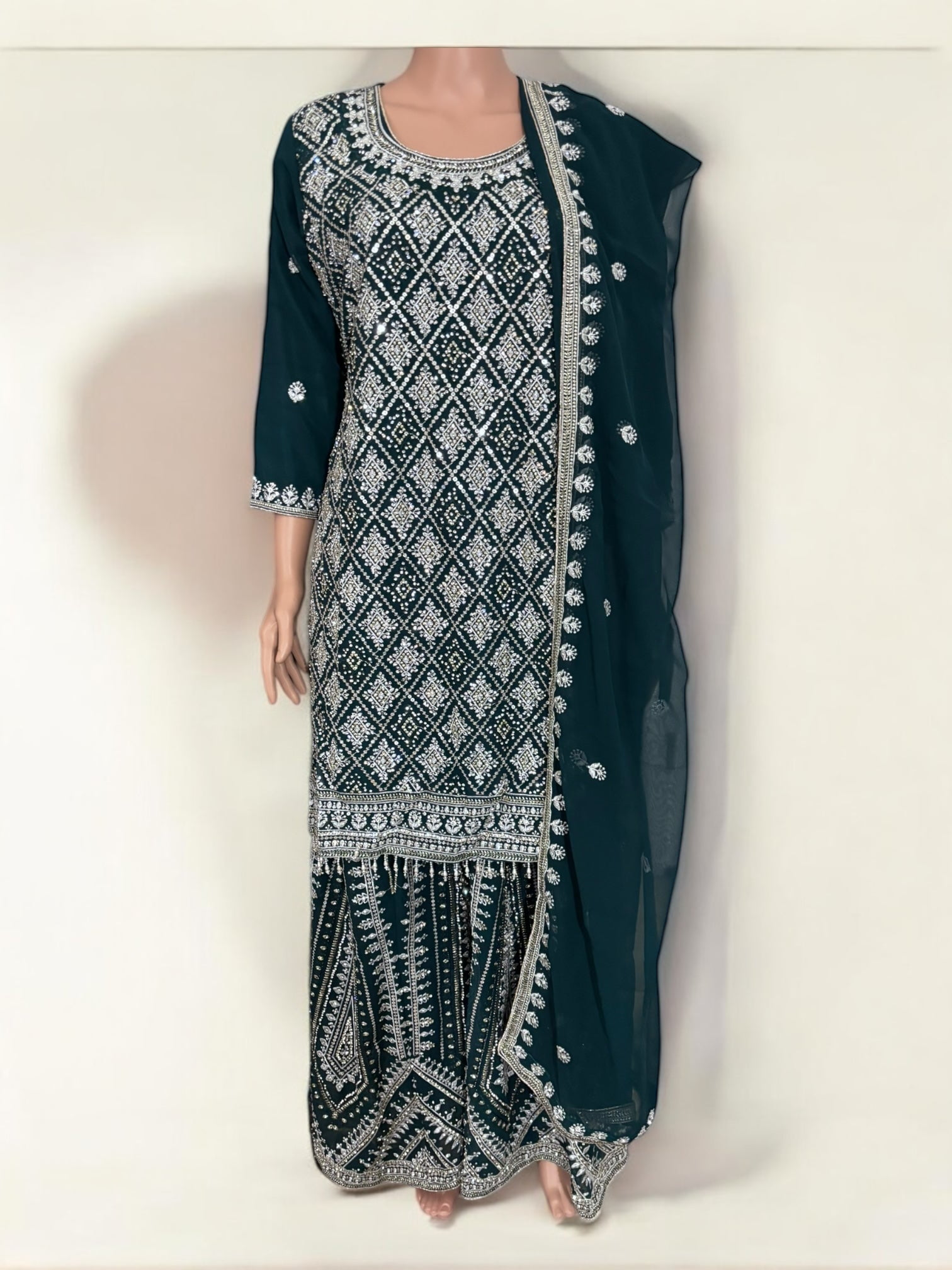 Teal Green, Traditional Designer Salwar Kameez Suit, Cultural Wear for ...
