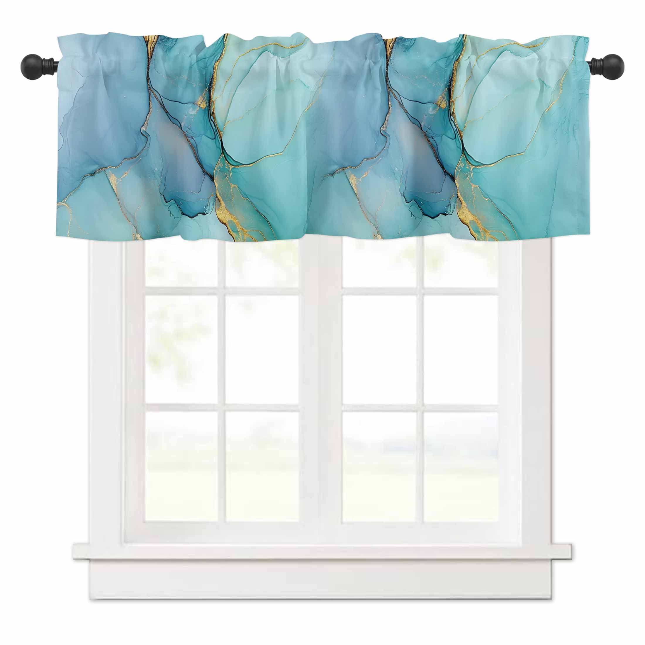 Teal Green Valances for Windows Blue Marble Abstract Cracks Texture ...