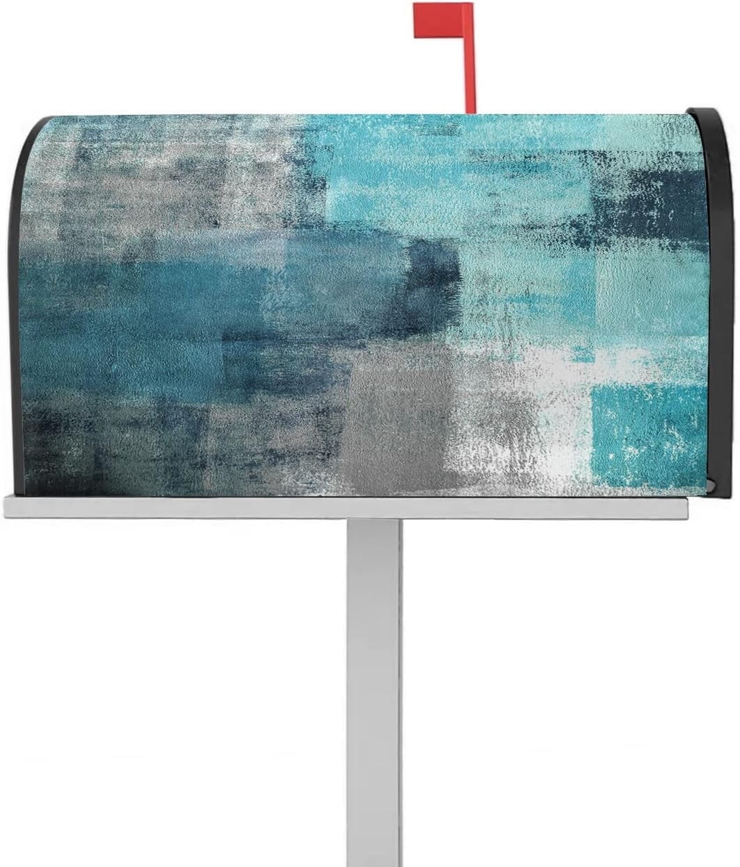 Teal Grey Graffiti Magnetic Mailbox Covers 21"x25.5",Turquoise Gray ...