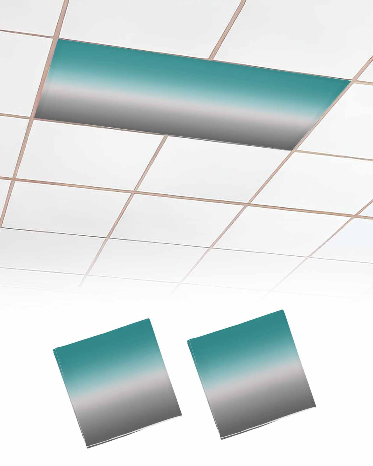 Teal Grey Ombre Fluorescent Light Covers for Ceiling Lights 4x2 feet,2 ...
