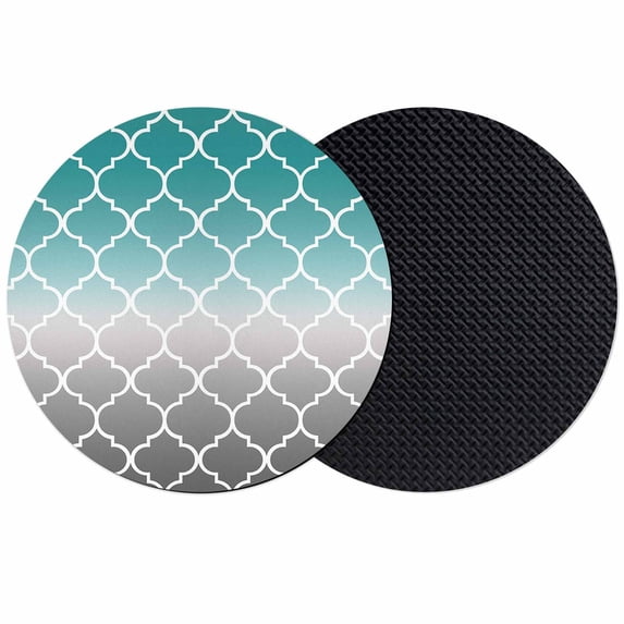 Teal Grey Ombre Morocco Pattern Coasters Set of 2, Soft Absorbent ...