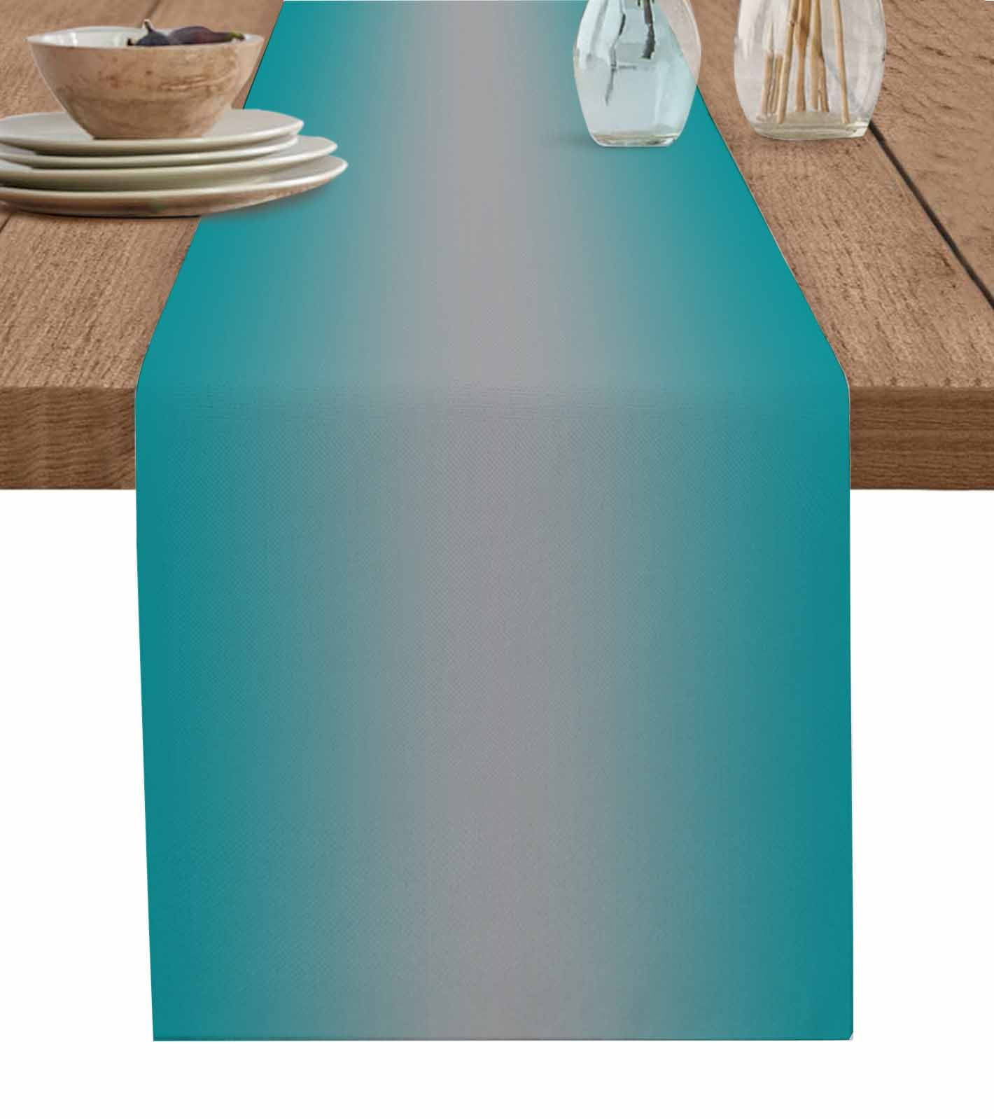 Teal Grey Ombre Table Runner Gradient Contemporary Abstract Art ...