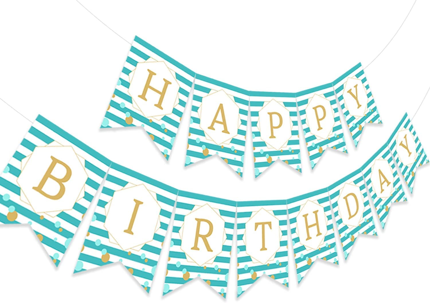 Teal Happy Birthday Banner Bunting Garland Sign for Girls and Women ...