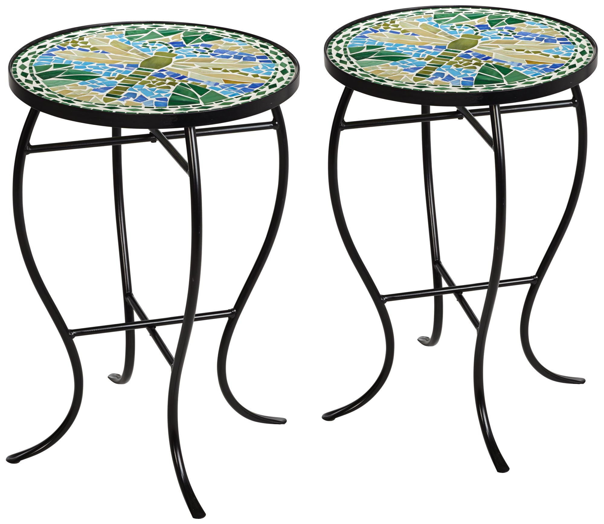 Teal Island Designs Black Round Outdoor Accent Side Tables 14" Wide ...