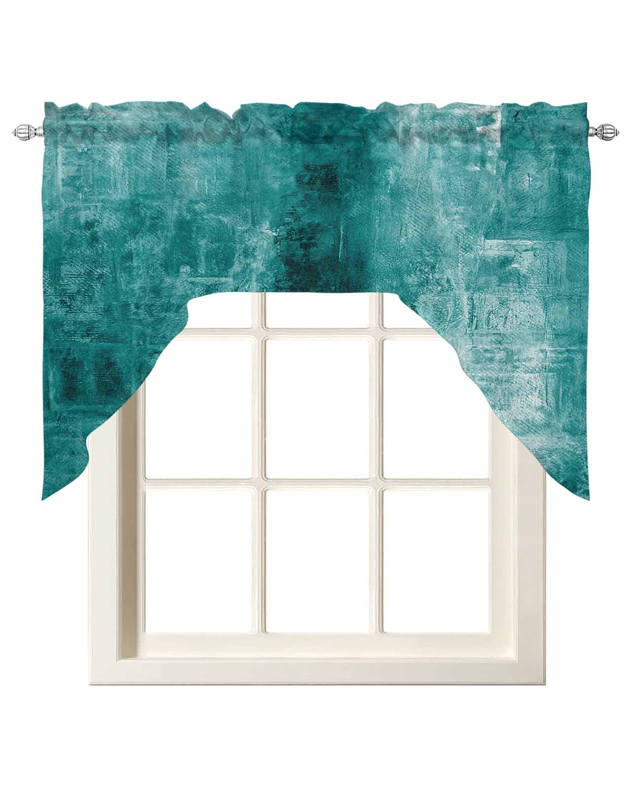 Teal Kitchen Curtains Swag Valance for Windows/Bathroom/Cafe, Retro Oil ...