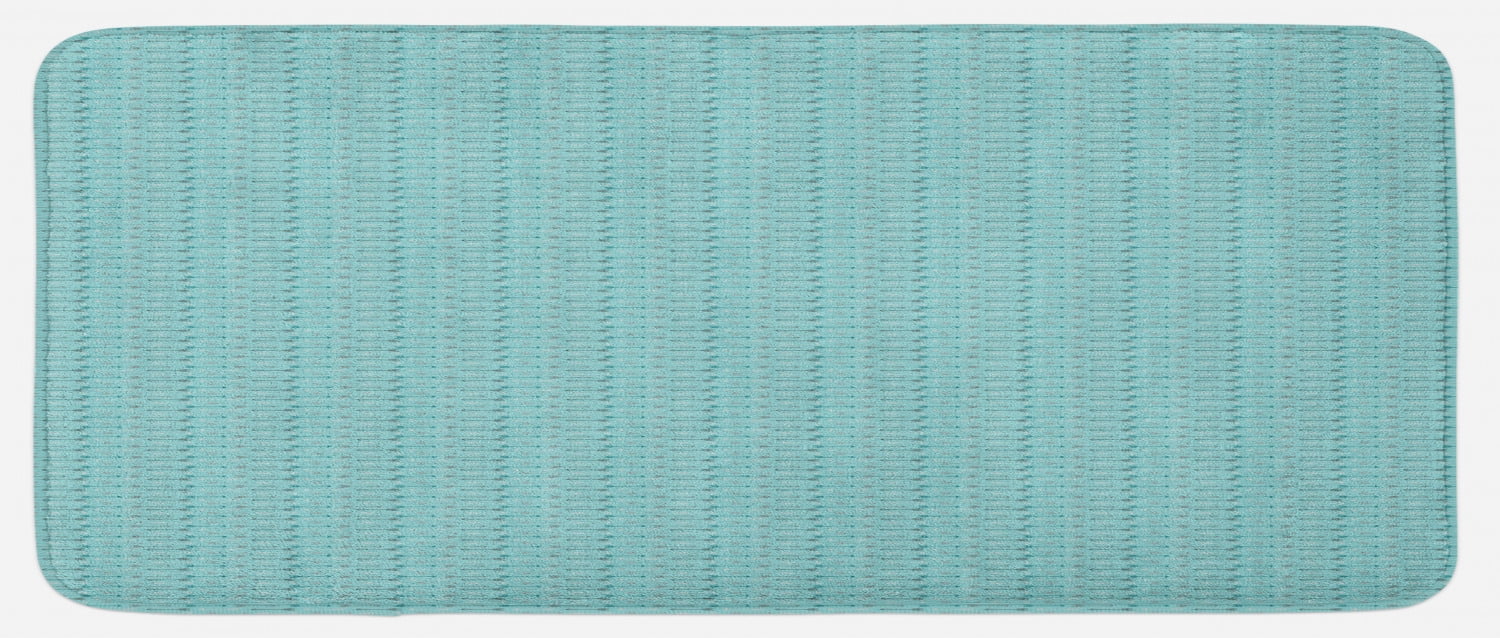 Teal Kitchen Mat, Cultural Symmetrical Design Themed Pattern, Plush ...