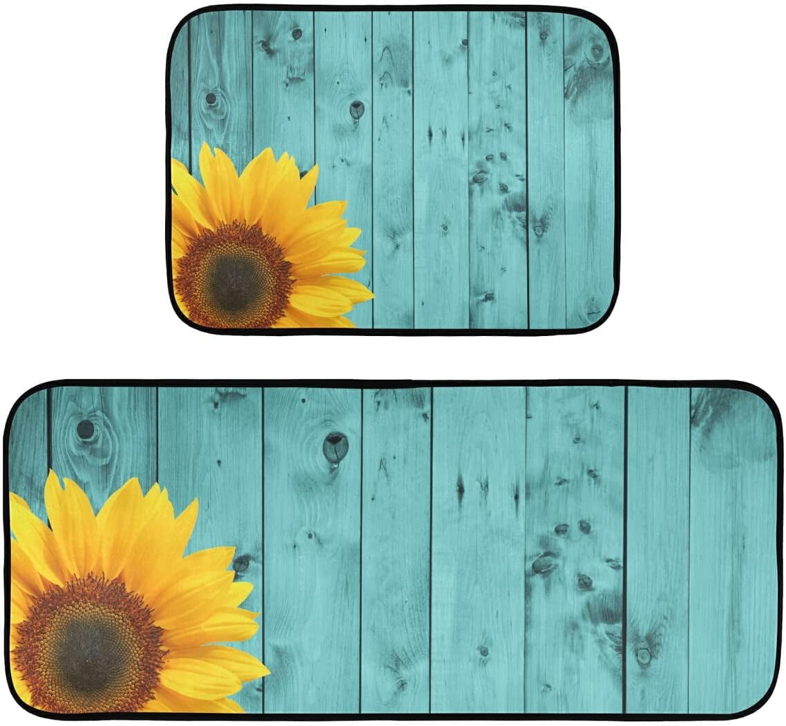 Teal Kitchen Rugs and Mats 2 Piece Non Slip Washable Turquoise Runner ...