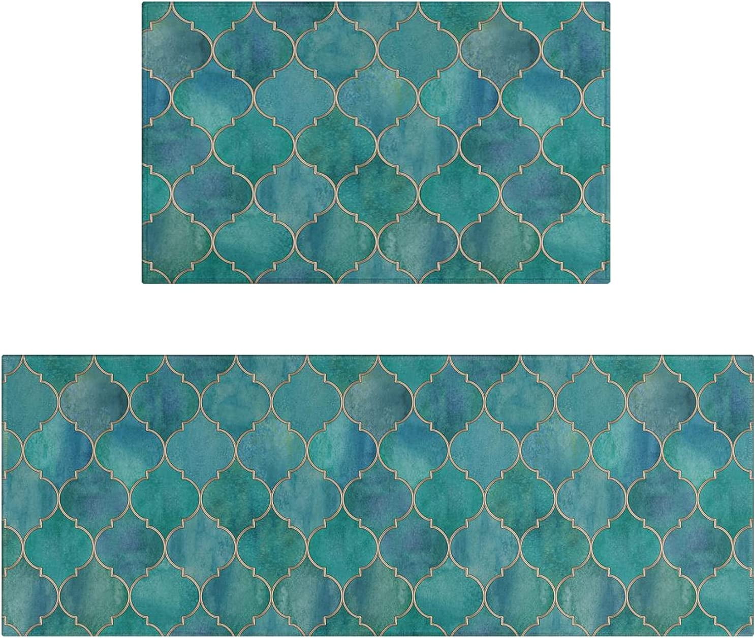Teal Kitchen Sets of 2 Turquoise Kitchen Rug Mat Washable Non-Slip ...