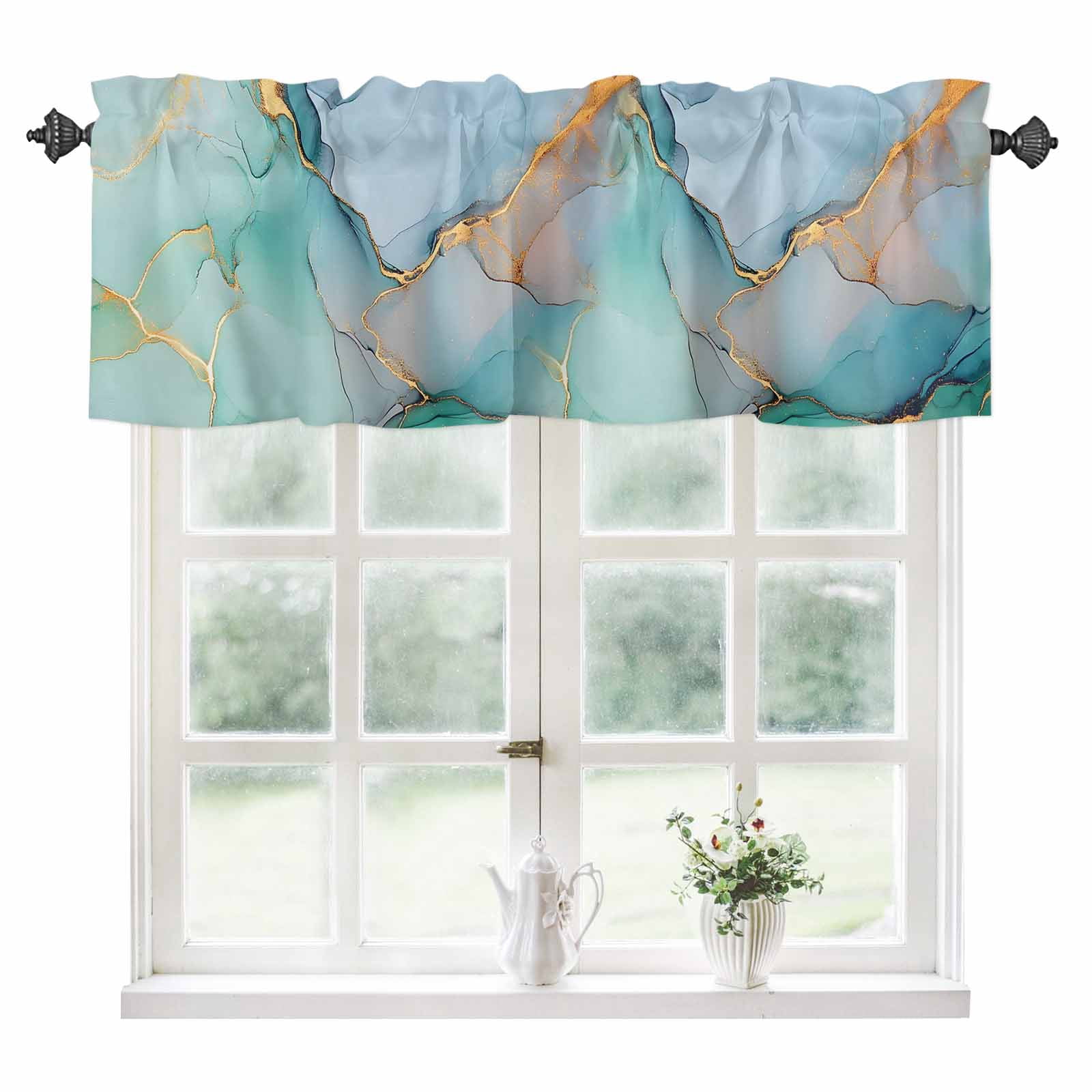 Teal Kitchen Valances for Windows 42x18 Inch Kitchen Curtains Valances ...
