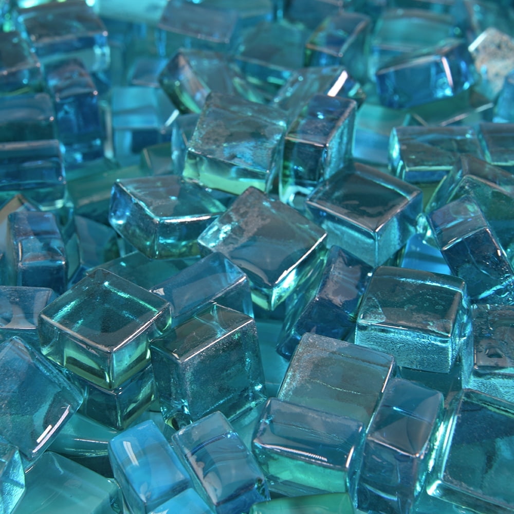 Teal Lagoon Fire Pit Glass Cubes | 1/2, 10 lbs for Patios - Walmart ...
