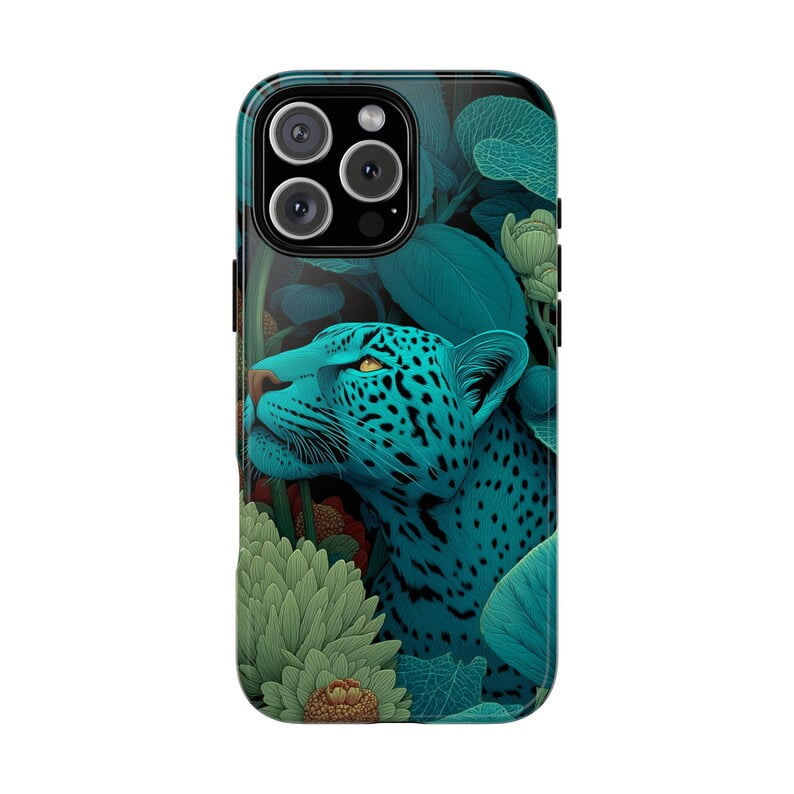 Teal Leopard iPhone Case Jungle Oasis Exotic Wildlife with iPhone 17 to ...