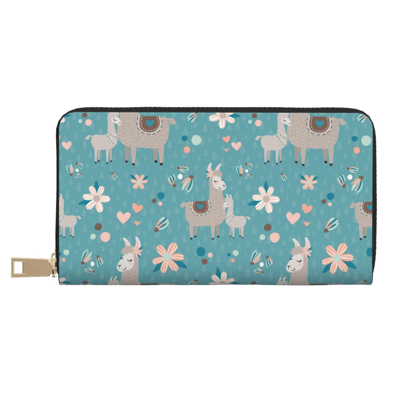 Teal Mama Llama Wallet Women, Leather Bifold Multi Card Wallet, Women's ...
