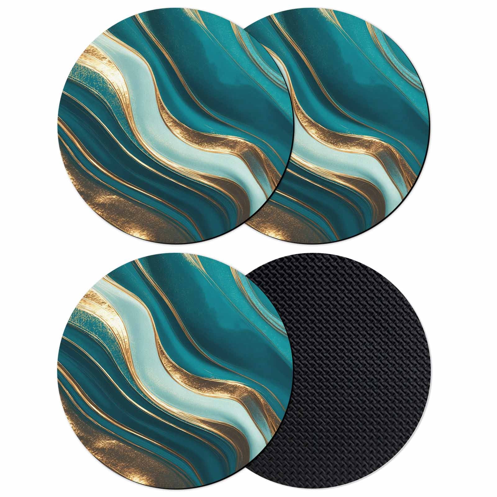 Teal Marble Coasters Set of 4, Absorbent Coasters for Drinks, Modern ...