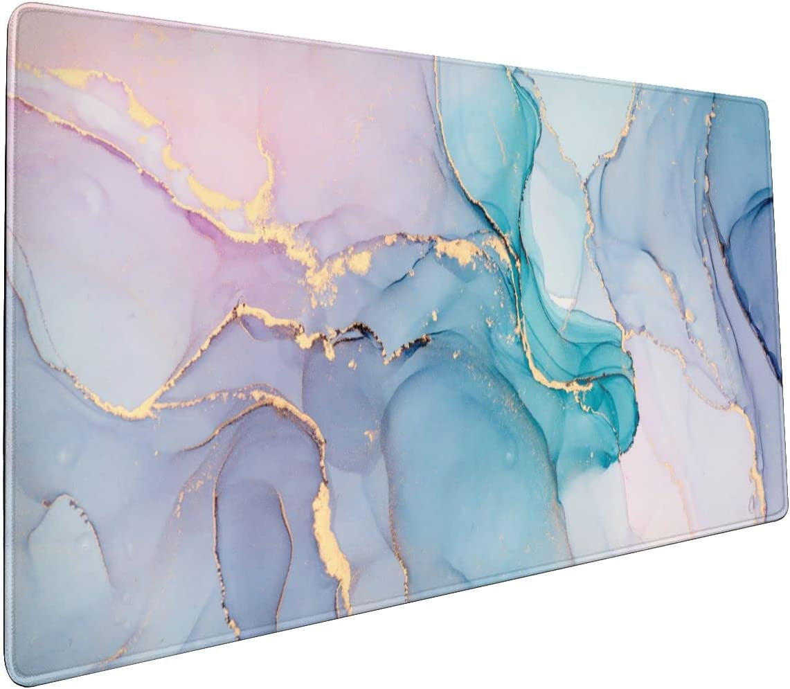 Teal Marble Extended Mouse Pad 35.4x15.7 Inch Turquoise Desk Marble ...