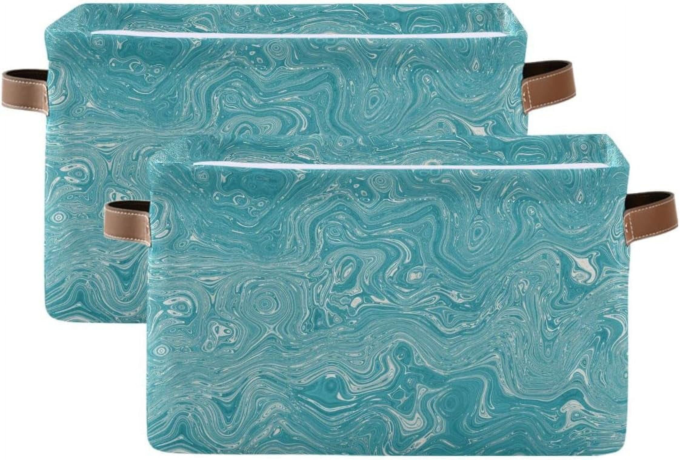 Teal Marble Square Storage Basket Storage Bins Canvas Storage Organizer ...