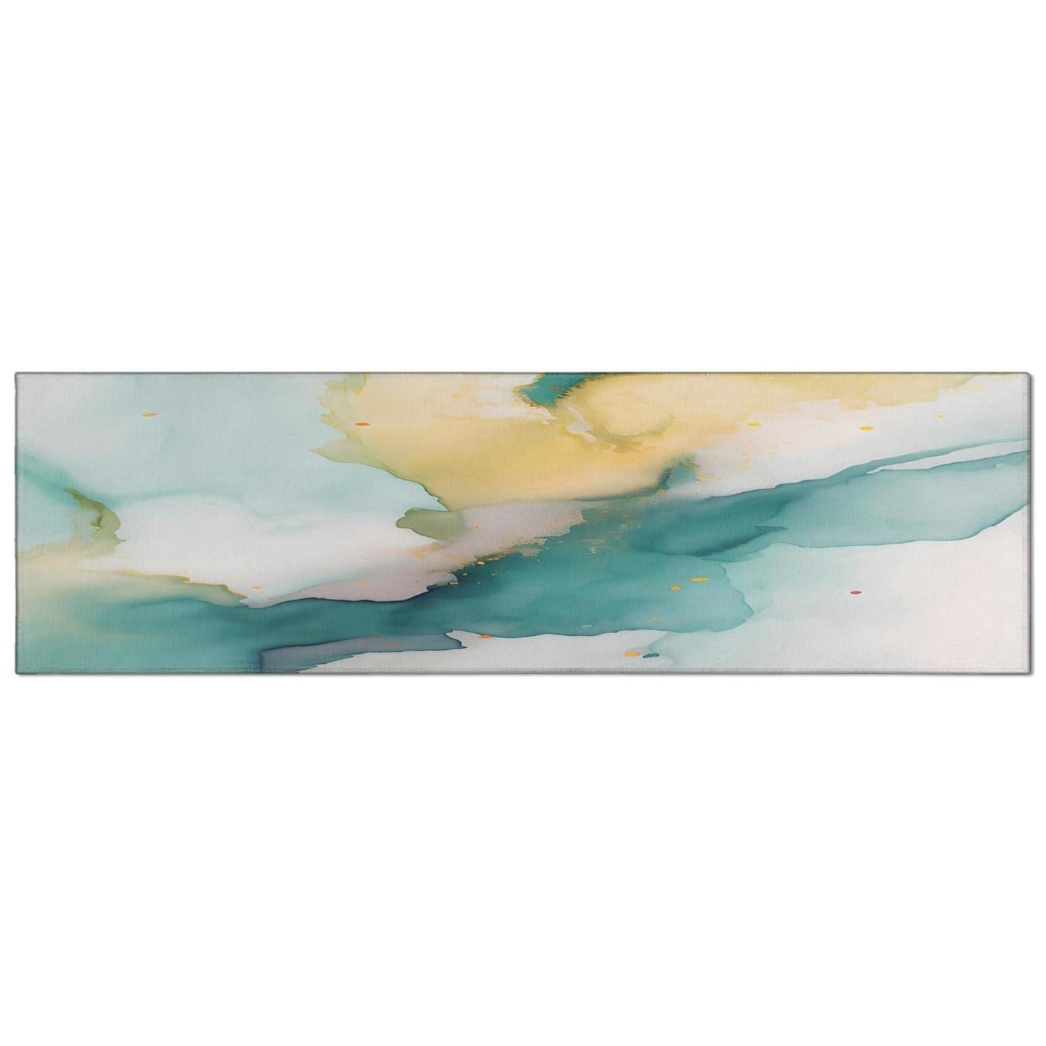 Teal Marble Turquoise Green Kitchen Mat Set Of 3 Cushioned and Non-Skid ...