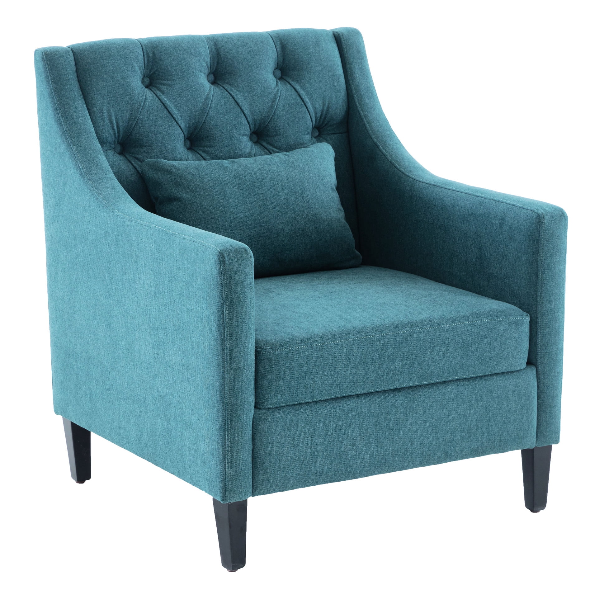 Teal Mid-century Accent Chair, Upholstered With Soft Sponge Comfortable ...