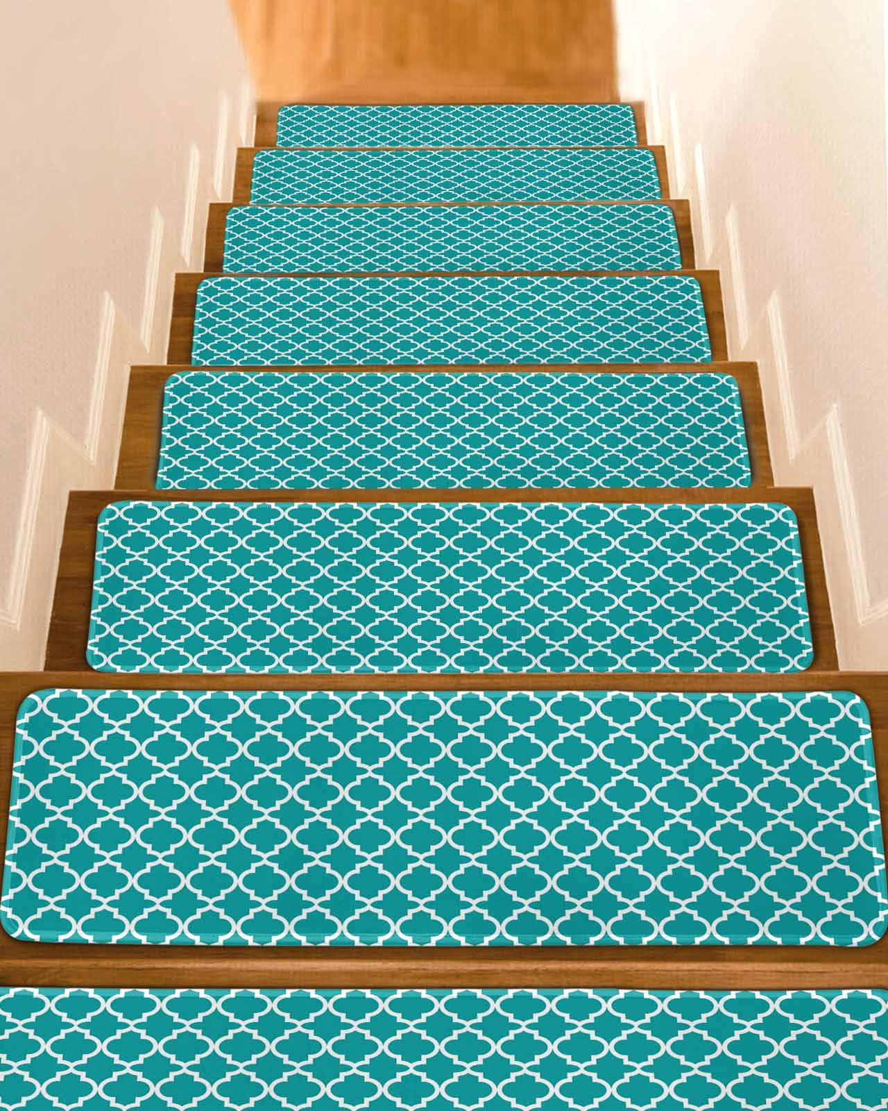 Teal Morocco Stair Treads for Wooden Steps Indoor Runner Rug Carpet ...
