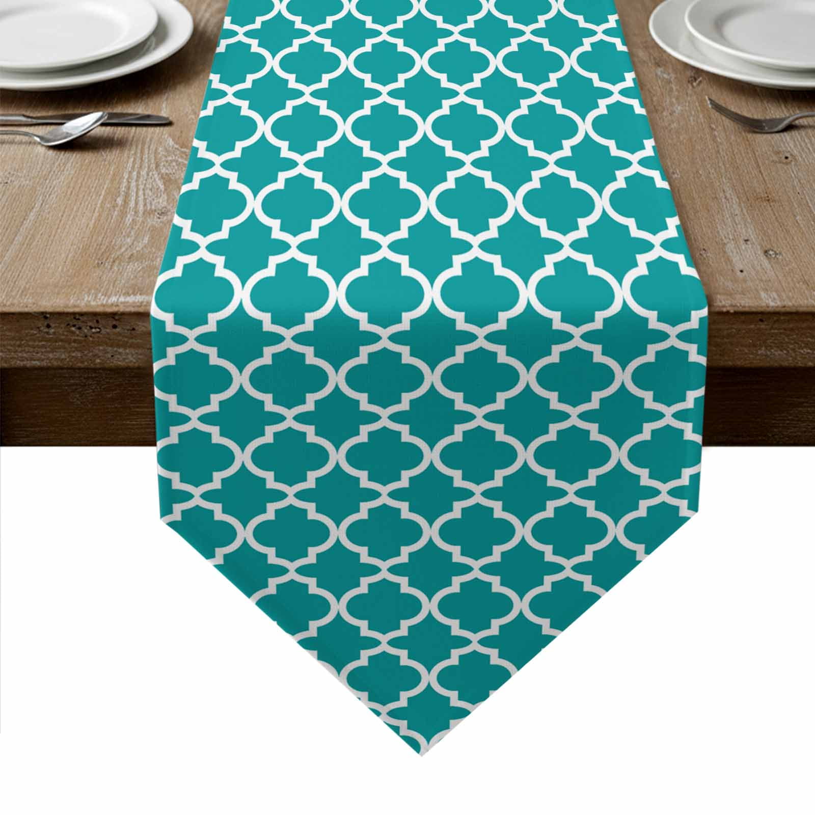 Teal Morocco Table Runner Linen Burlap Table Runner 60 Inches Long ...
