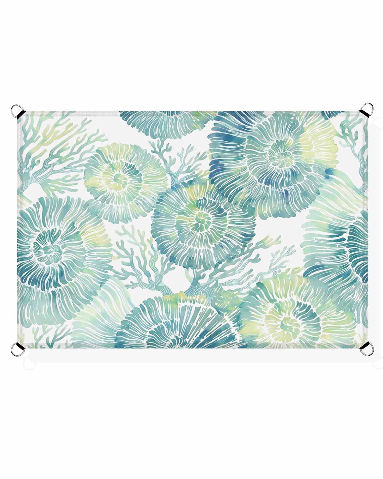 Teal Nautilus Sun Shade Sail 12'X16' Summer Watercolor Coastal Green ...