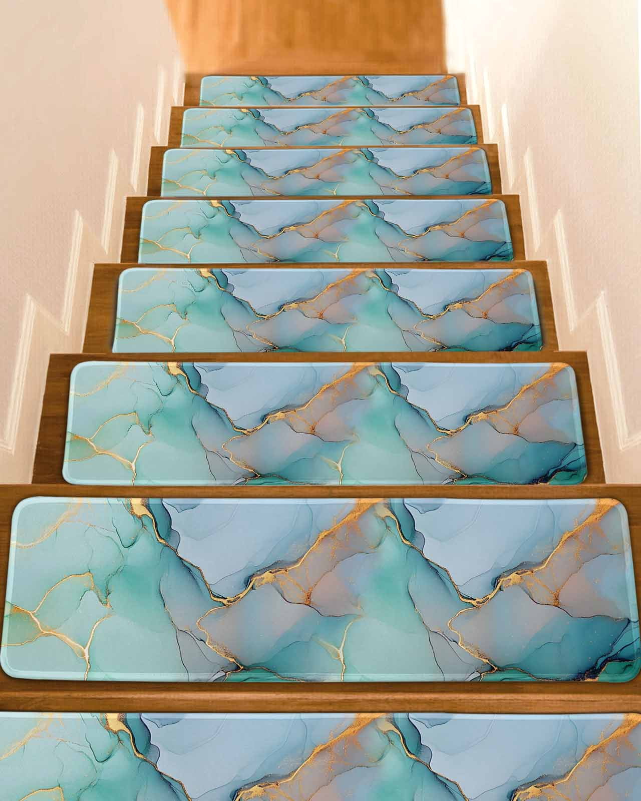 Teal Non-Slip Stair Treads for Wooden Steps, 15 Pack-8x30in Carpet ...