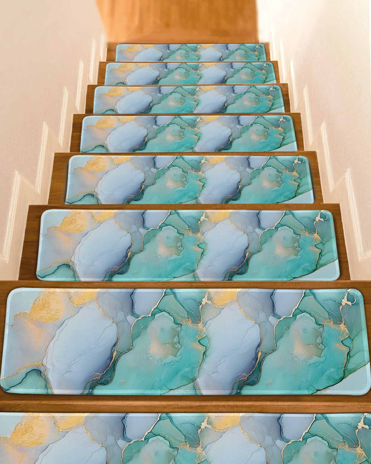 Teal Non-Slip Stair Treads for Wooden Steps, 15 Pack-8x30in Carpet ...