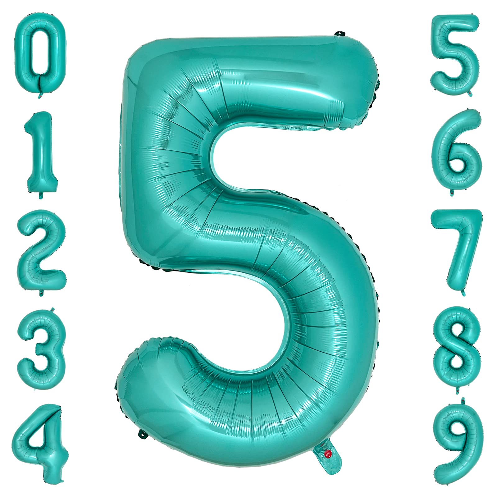 Teal Number 5 Balloons 40 Inch Large Turquoise Blue Foil Balloons for Womens Teal Birthday ...