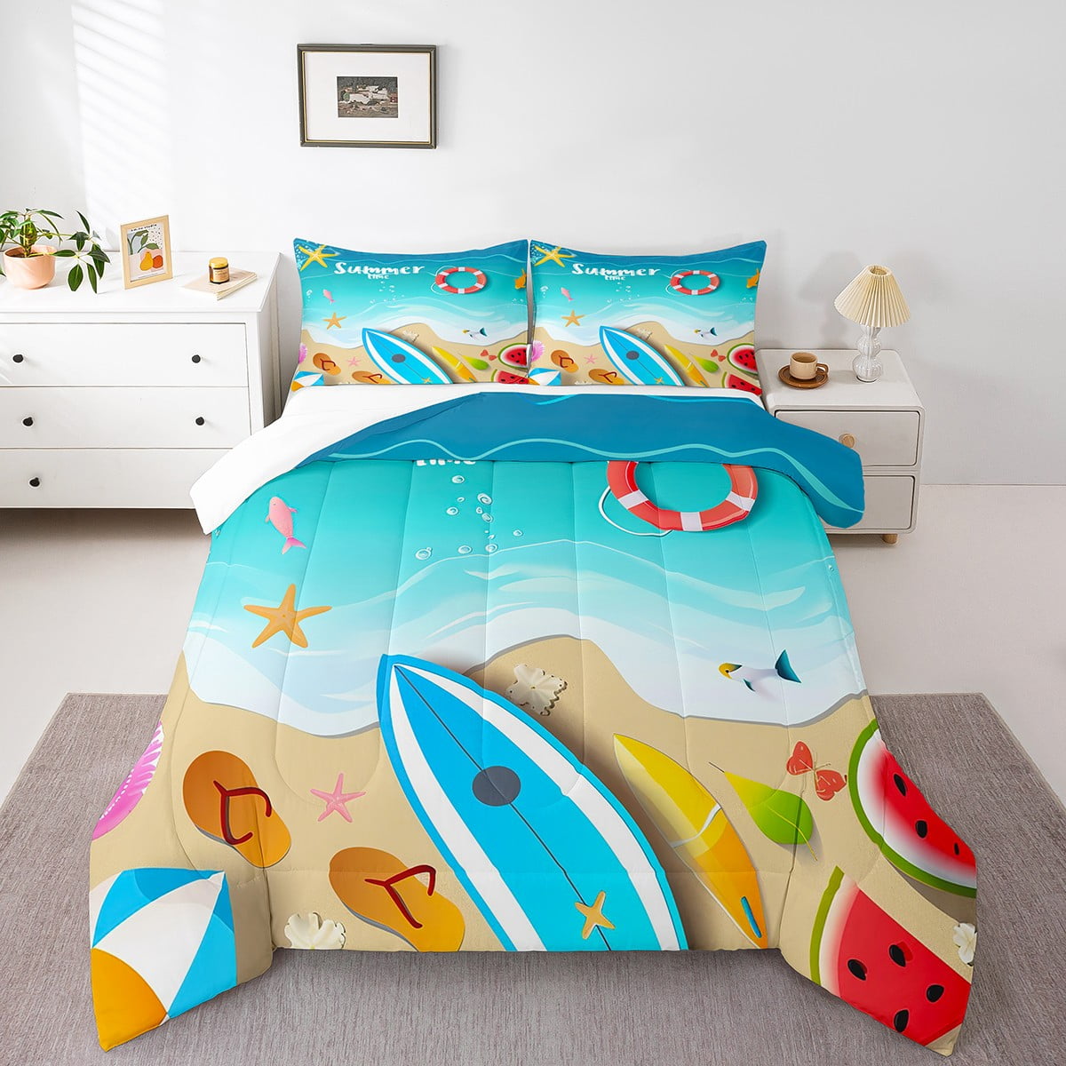 Teal Ocean Sea Toddler Bedding Set,Coastal Beach Surf Comforter Set ...