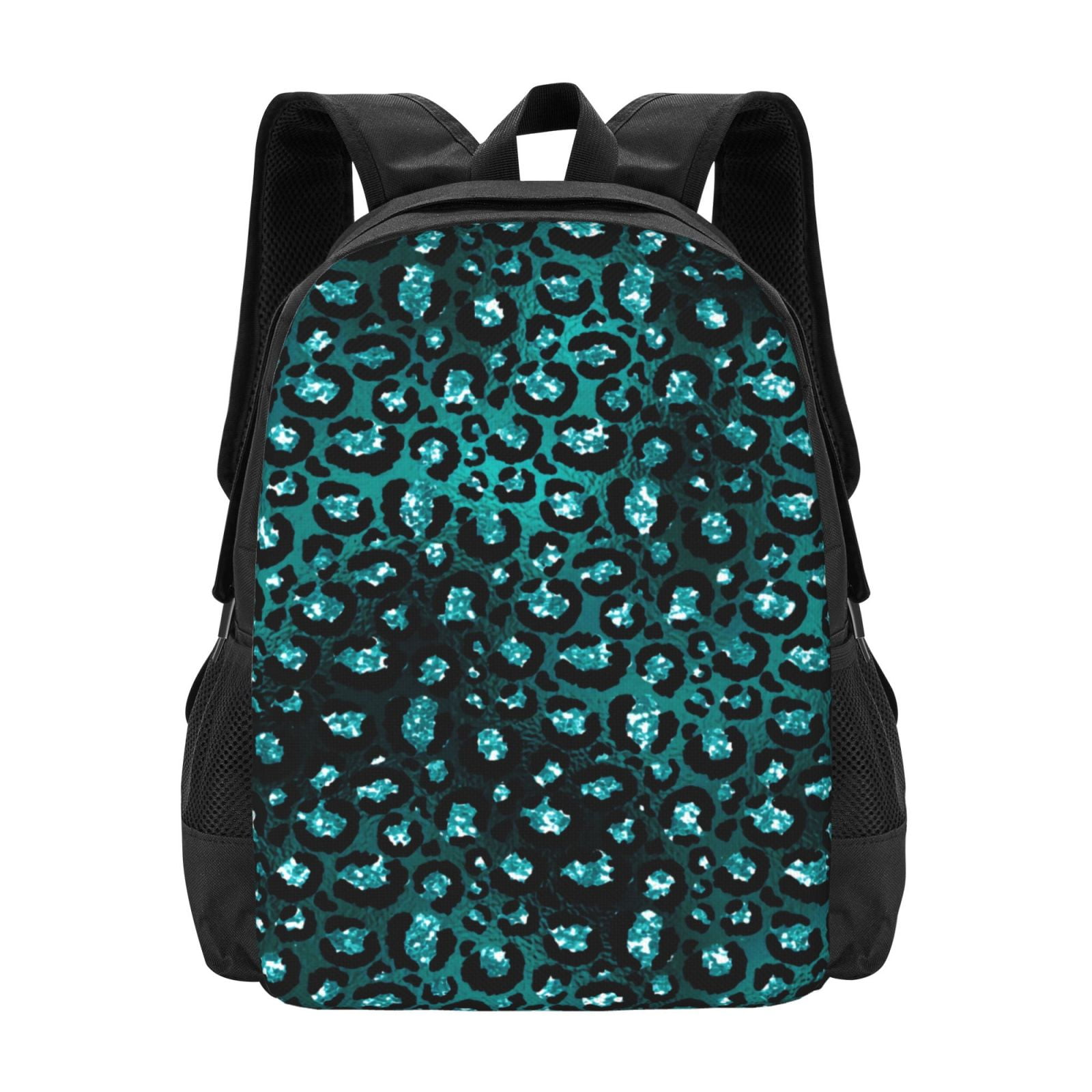 Teal Ombre Black Glam Glitter Leopard Spots Backpacks for Men Women ...