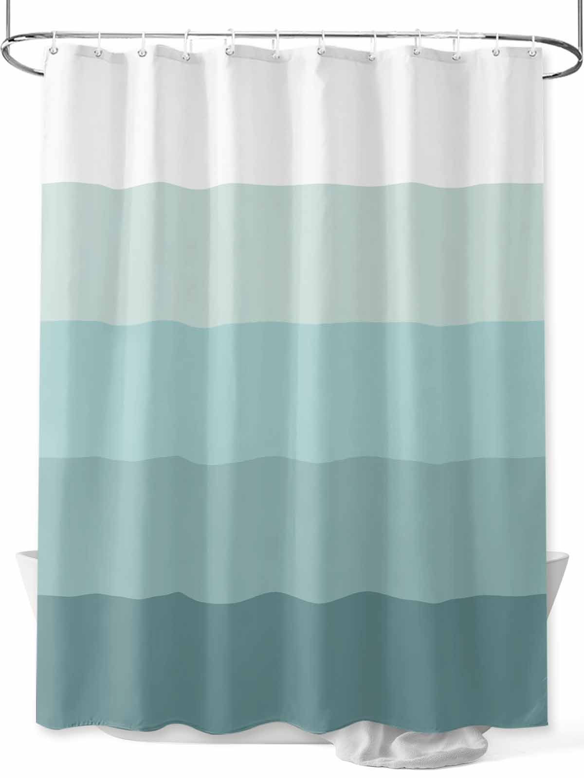 Teal Ombre Extra Long Shower Curtain Set, Waterproof Shower Curtains ...