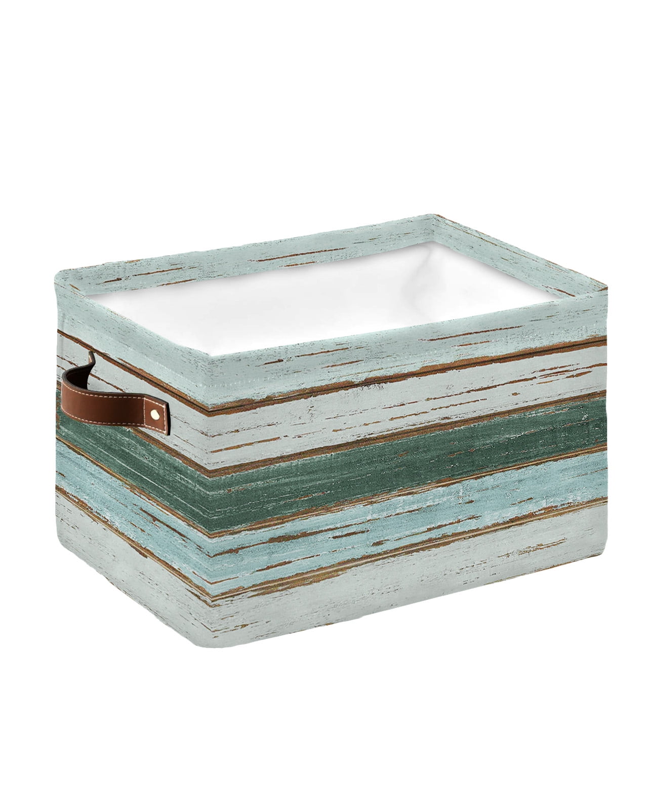 Teal Ombre Large Storage Baskets Bins Farmhouse Wooden Grain Retro ...