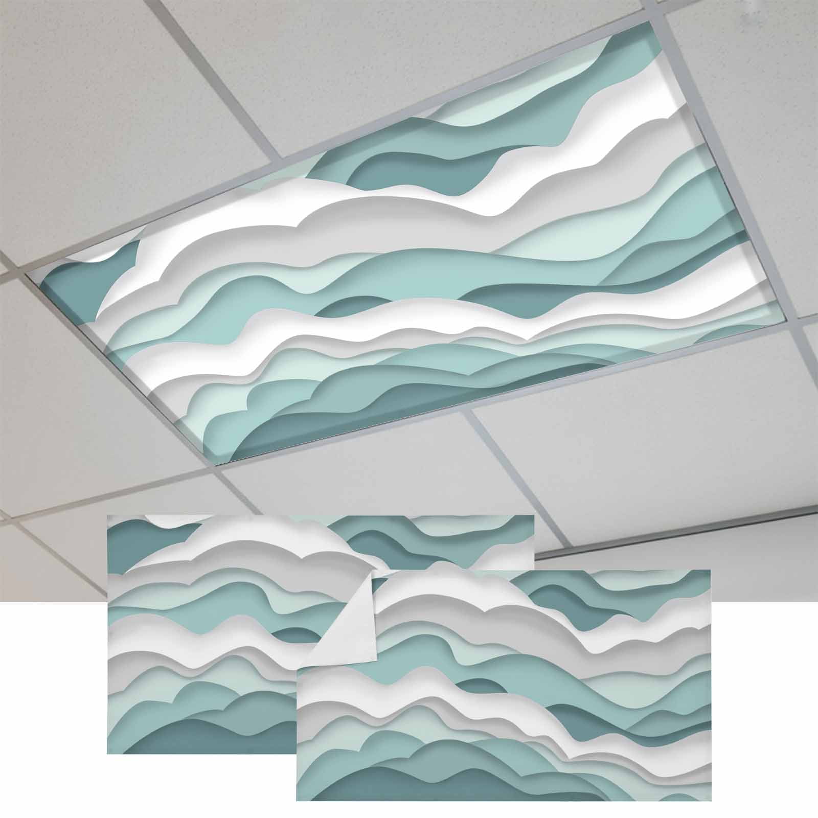 Teal Ombre Magnetic Fluorescent Light Covers for Ceiling Lights 2 x 4 ...