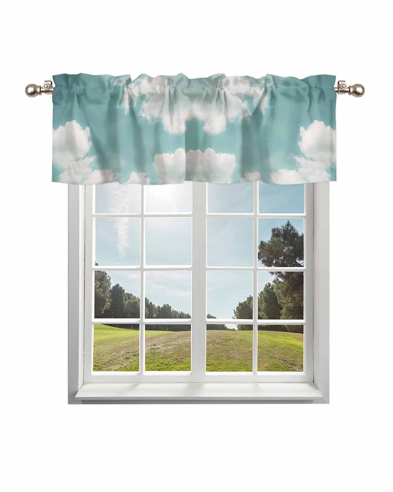 Teal Ombre Sky Retro Curtain Valance for Windows/Living Room/Kitchen ...