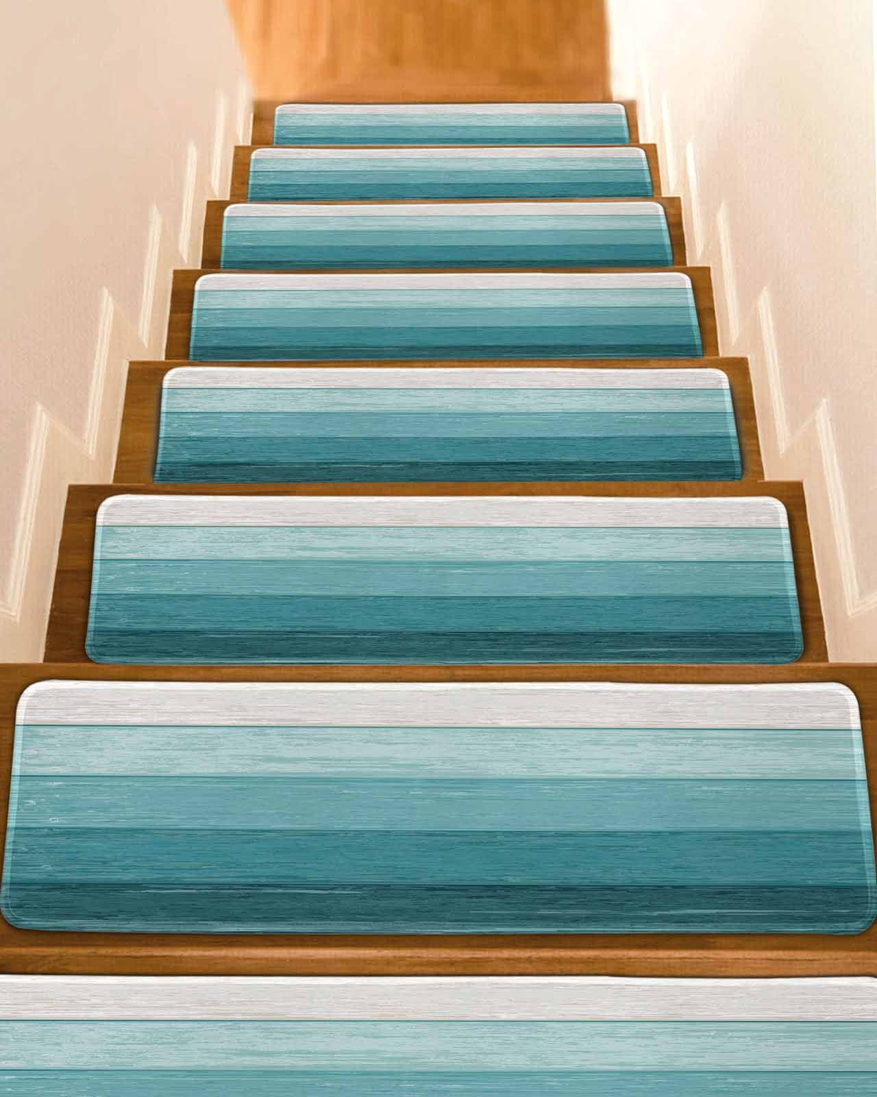 Teal Ombre Stair Treads for Wooden Steps Indoor Runner Rug Carpet ...