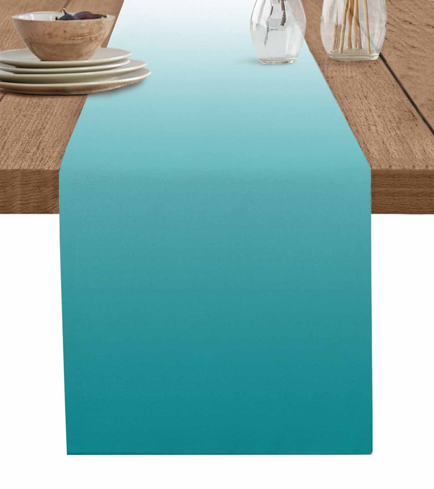 Teal Ombre Table Runner Turquoise White Gradient Modern Abstract Art Tablerunners 13 x 90 Inch ...