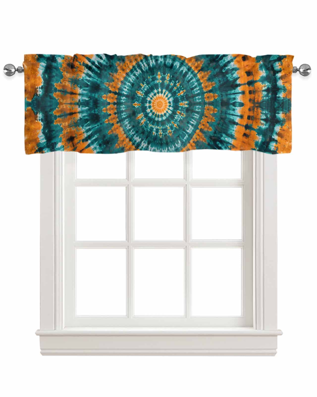 Teal Orange Kitchen Valances for Windows Farmhouse Linen Window Valance ...